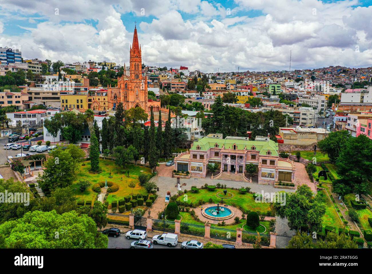 Zacatecas Mexico. Aerial view of the colony zone of the capital city of ...