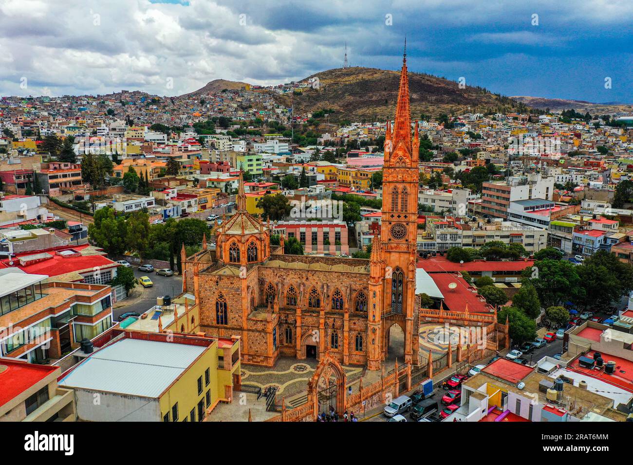 Zacatecas Mexico. Aerial view of the colony zone of the capital city of ...