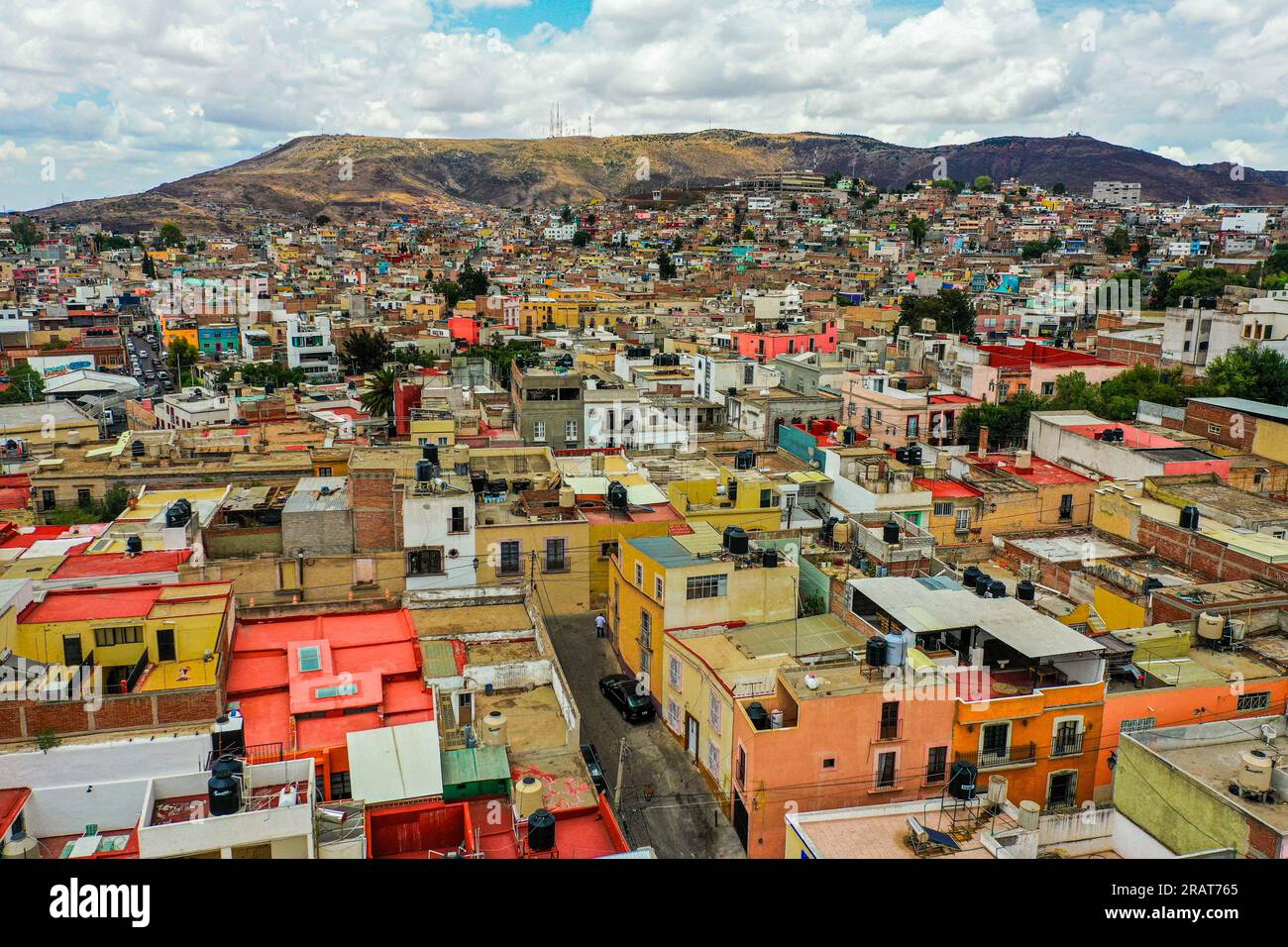Zacatecas Mexico. Aerial view of the colony zone of the capital city of ...