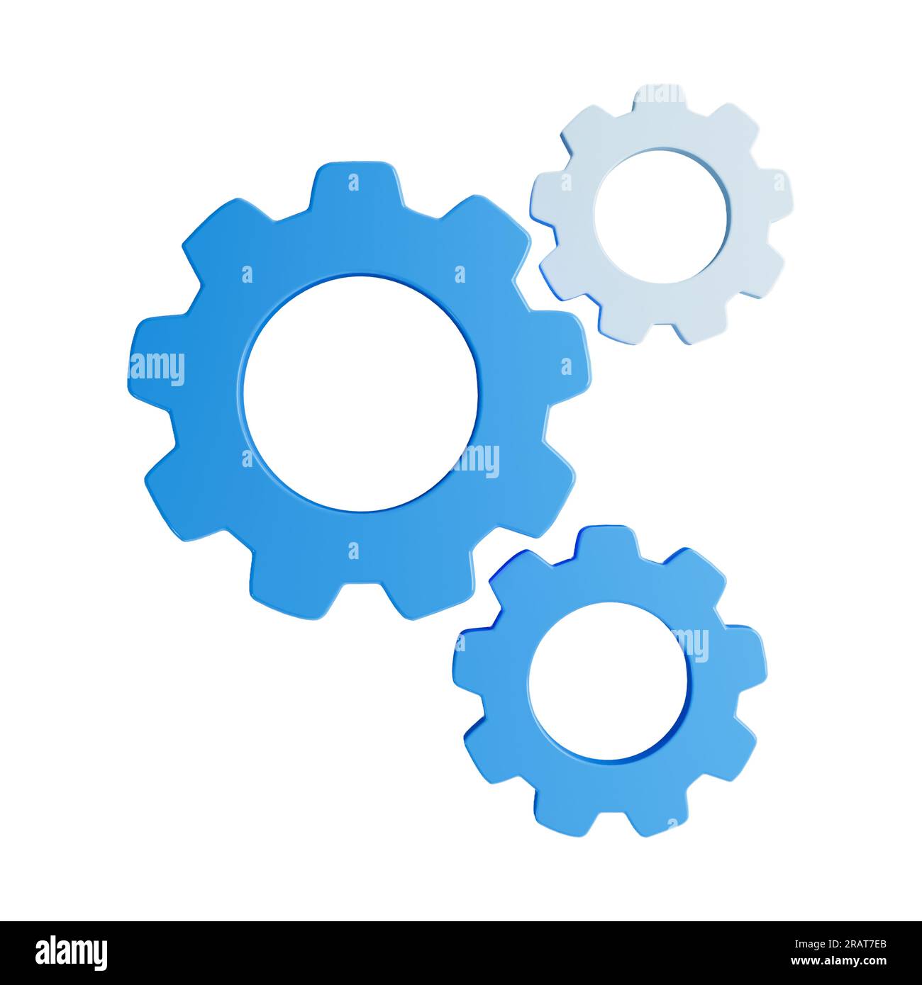 Realistic blue and white gears sign 3d Illustration icon on white ...