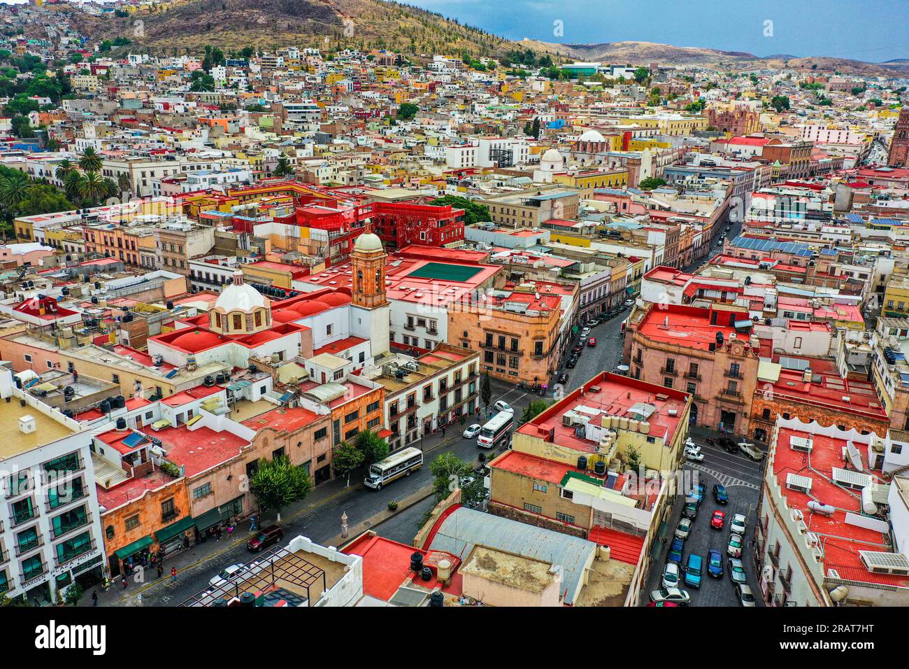 Zacatecas Mexico. Aerial view of the colony zone of the capital city of ...