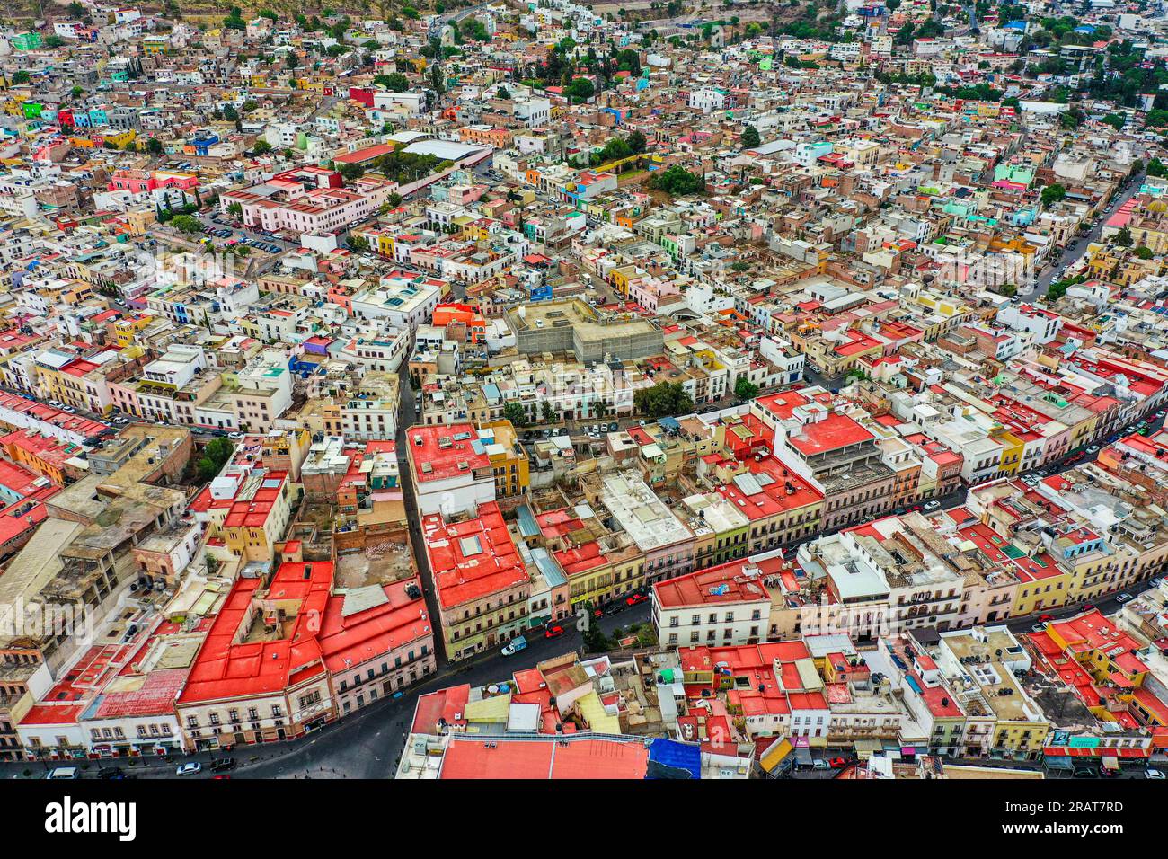 Zacatecas Mexico. Aerial view of the colony zone of the capital city of ...