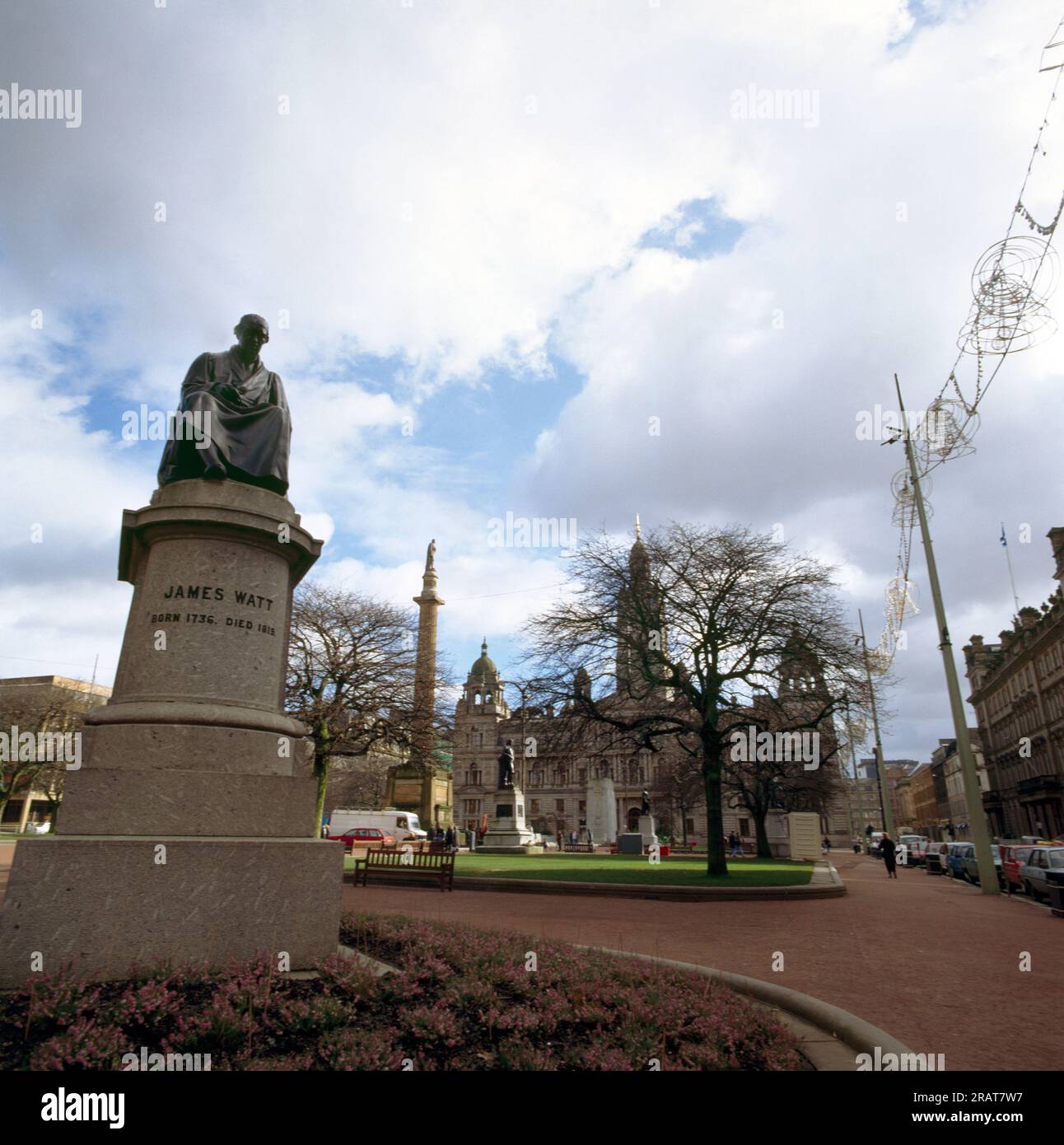 Glasgow Scotland George Square Bronze Statue of James Watt 1736 - 1819 ...