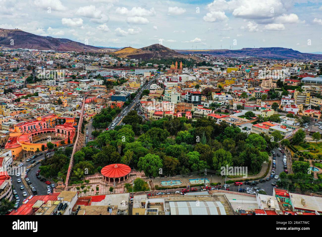 Zacatecas Mexico. Aerial view of the colony zone of the capital city of ...