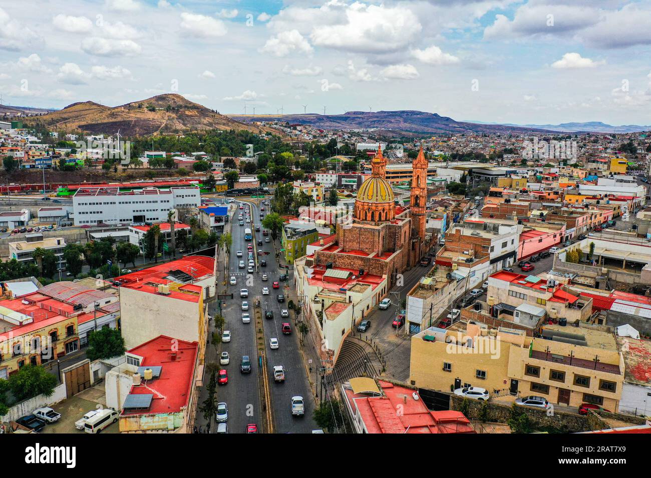 Zacatecas Mexico. Aerial view of the colony zone of the capital city of ...