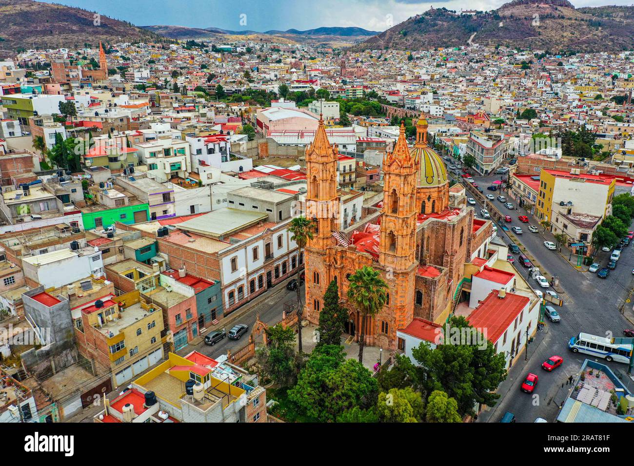 Zacatecas Mexico. Aerial view of the colony zone of the capital city of ...