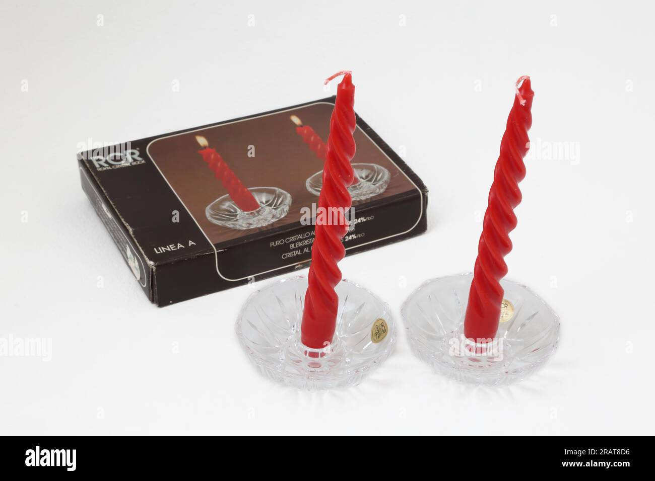 Red Twisted Candles in Royal Crystal Rock (RCR) Lead Crystal ...