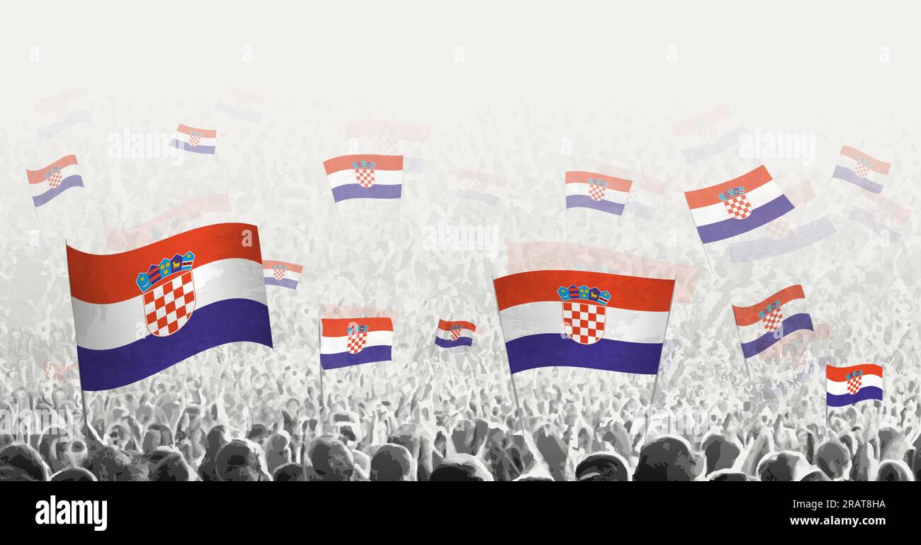 Abstract crowd with flag of Croatia. Peoples protest, revolution ...