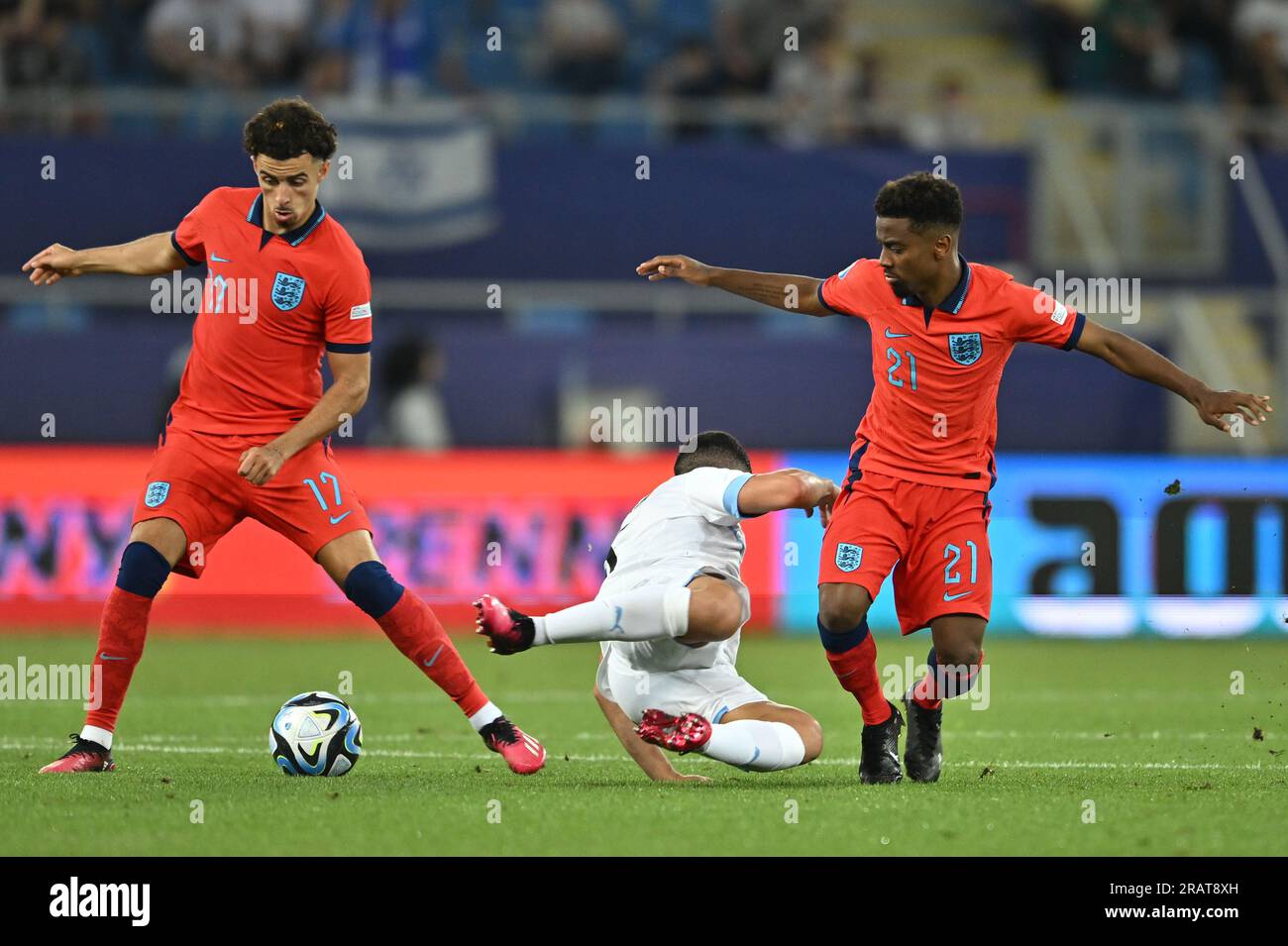 Curtis Jones (left) and Angel Gomes of England during the Euro Under-21 ...