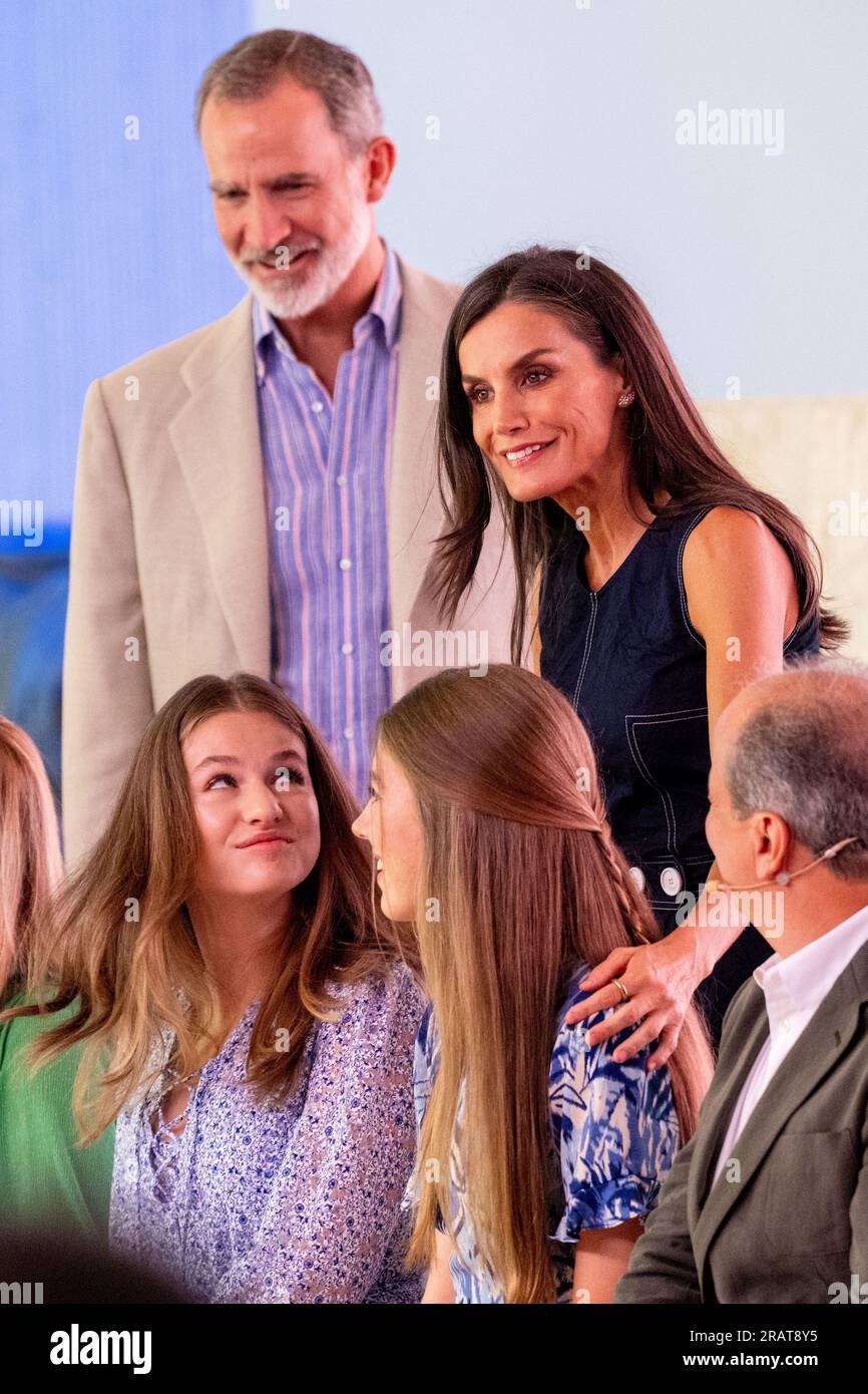 Girona, Spain. 05th July, 2023. King Felipe VI and Queen Letizia with Crown Princess Leonor and ...