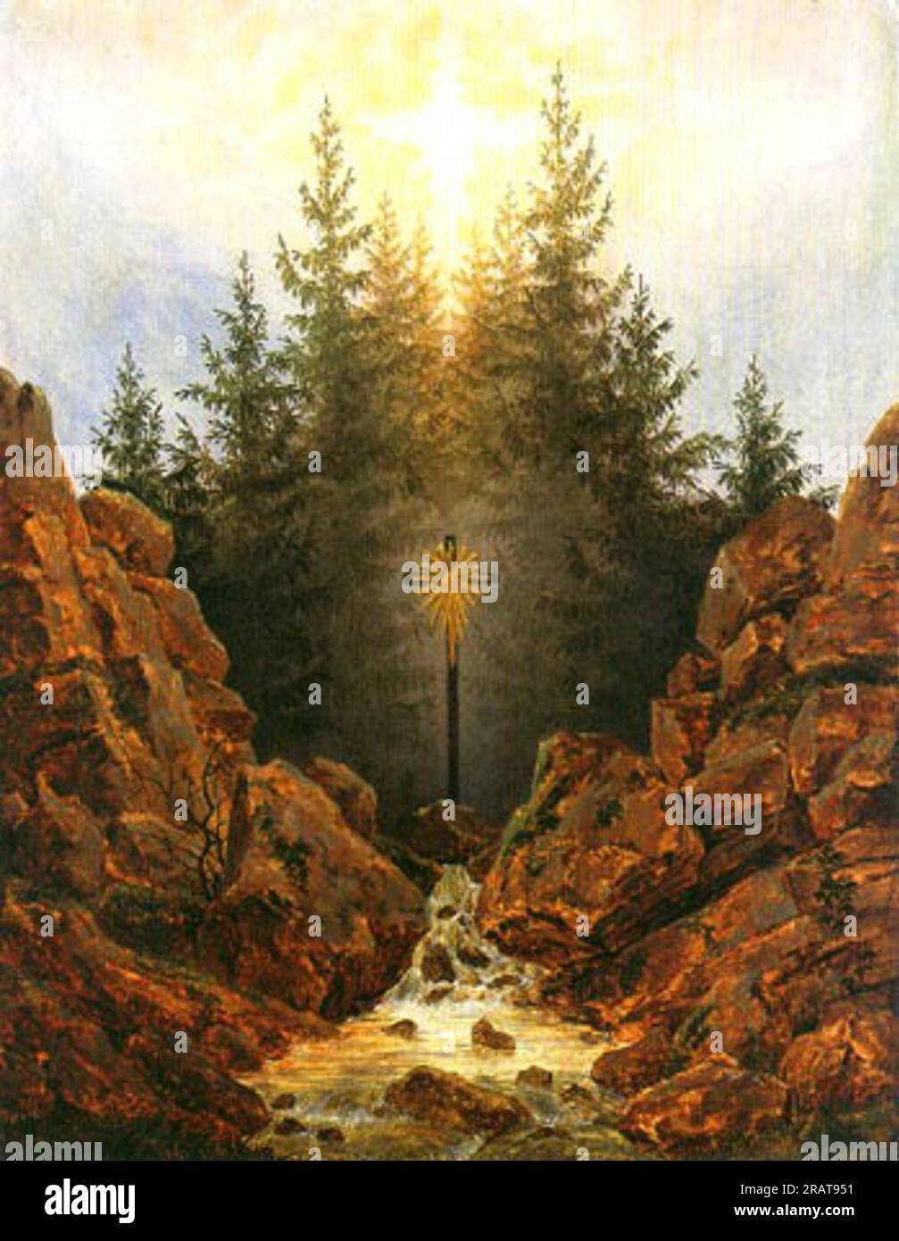 Cross in the forrest 1820 by Caspar David Friedrich Stock Photo - Alamy