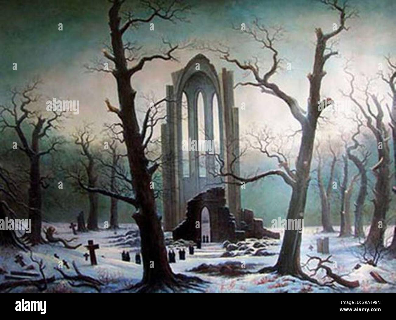 Friedrich monastery ruins in the snow hi-res stock photography and ...