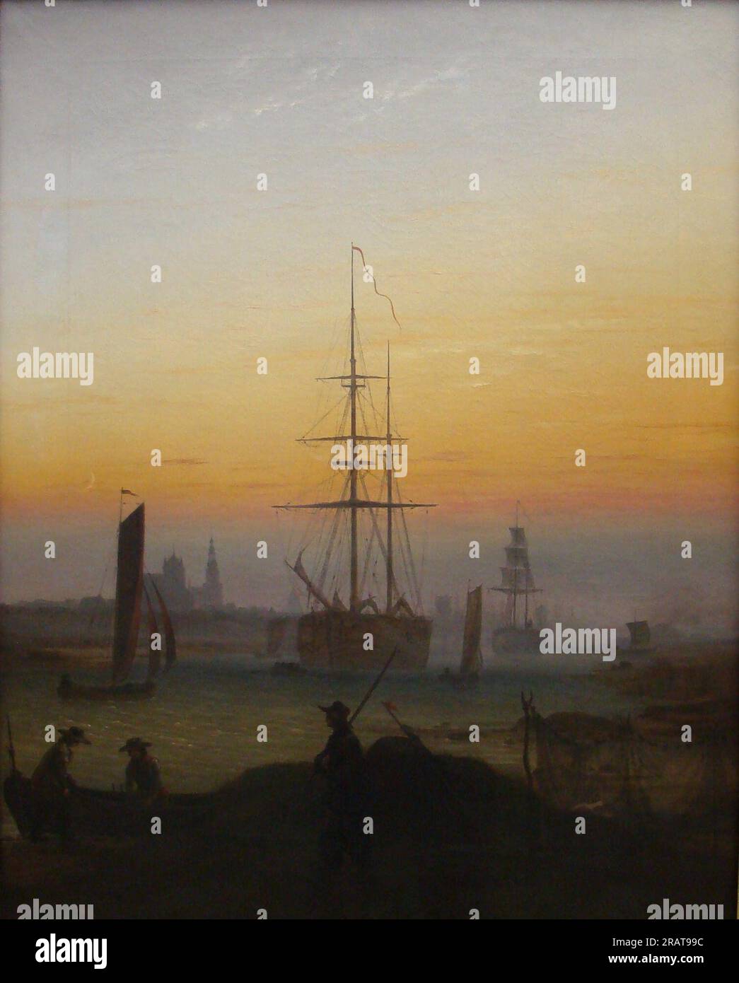Ships at the port of Greifswald 1820 by Caspar David Friedrich Stock ...
