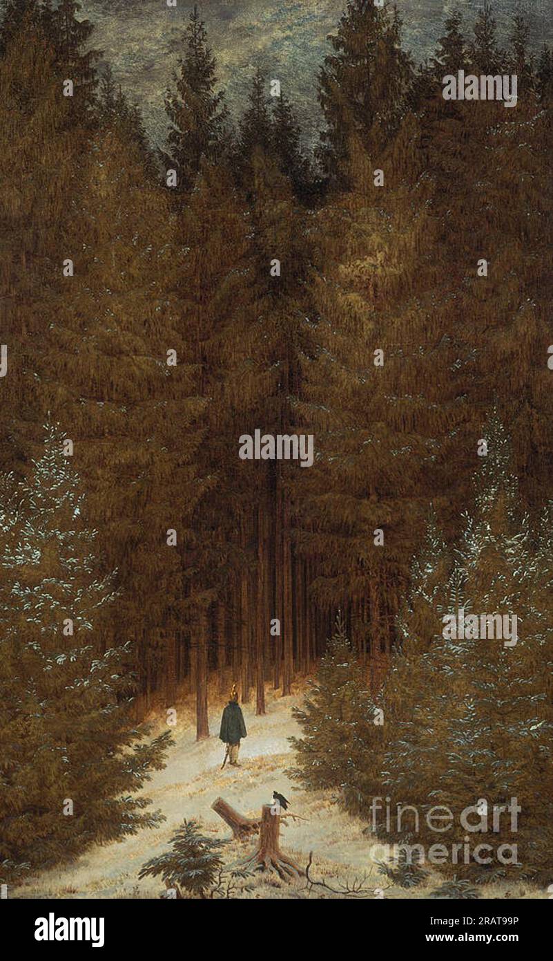 Hunter in the Forest by Caspar David Friedrich Stock Photo - Alamy