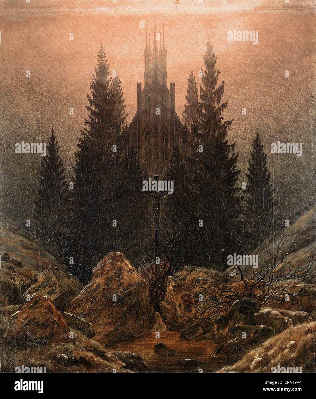 Cross and Church in the Mountains 1812 by Caspar David Friedrich Stock ...