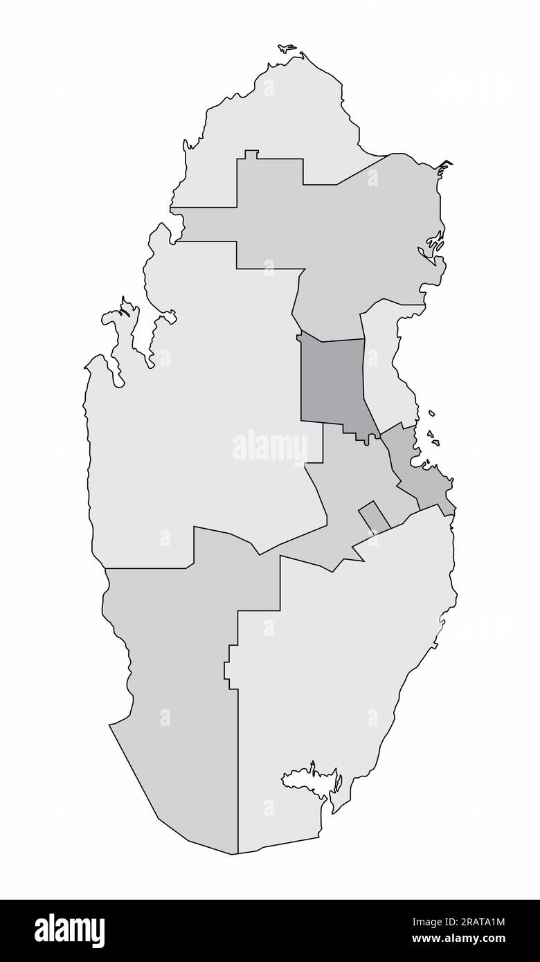 The administrative map of Qatar divided in grayscale Stock Vector Image ...