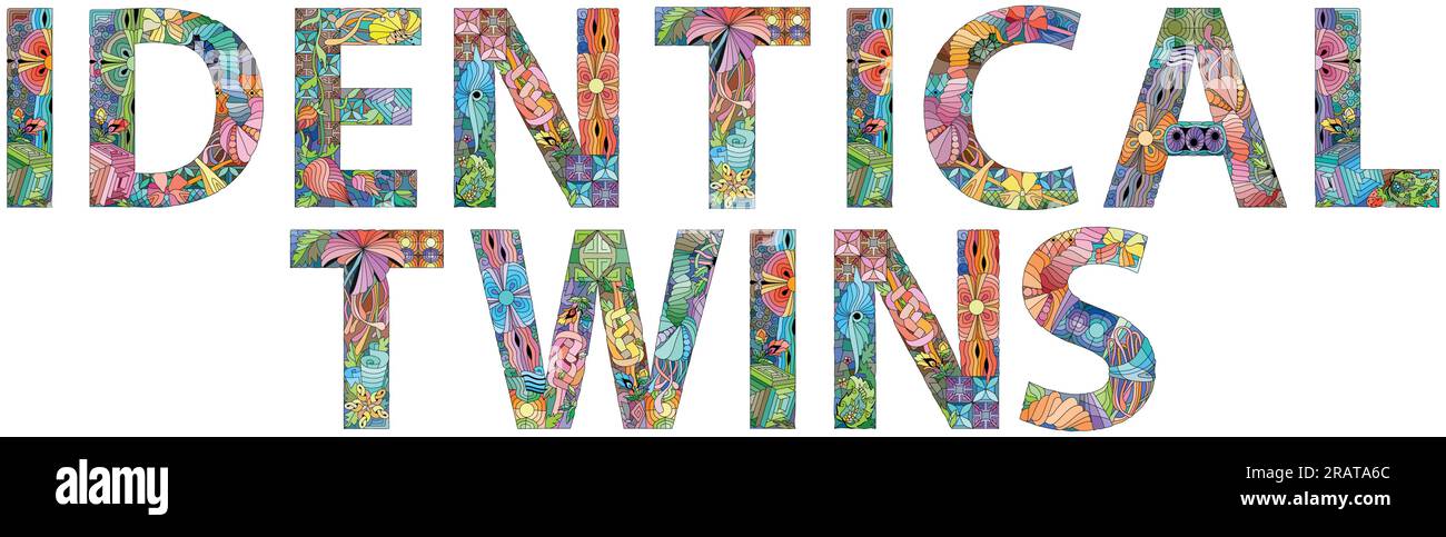 IDENTICAL TWINS. Vector zentangle object for decoration Stock Vector ...