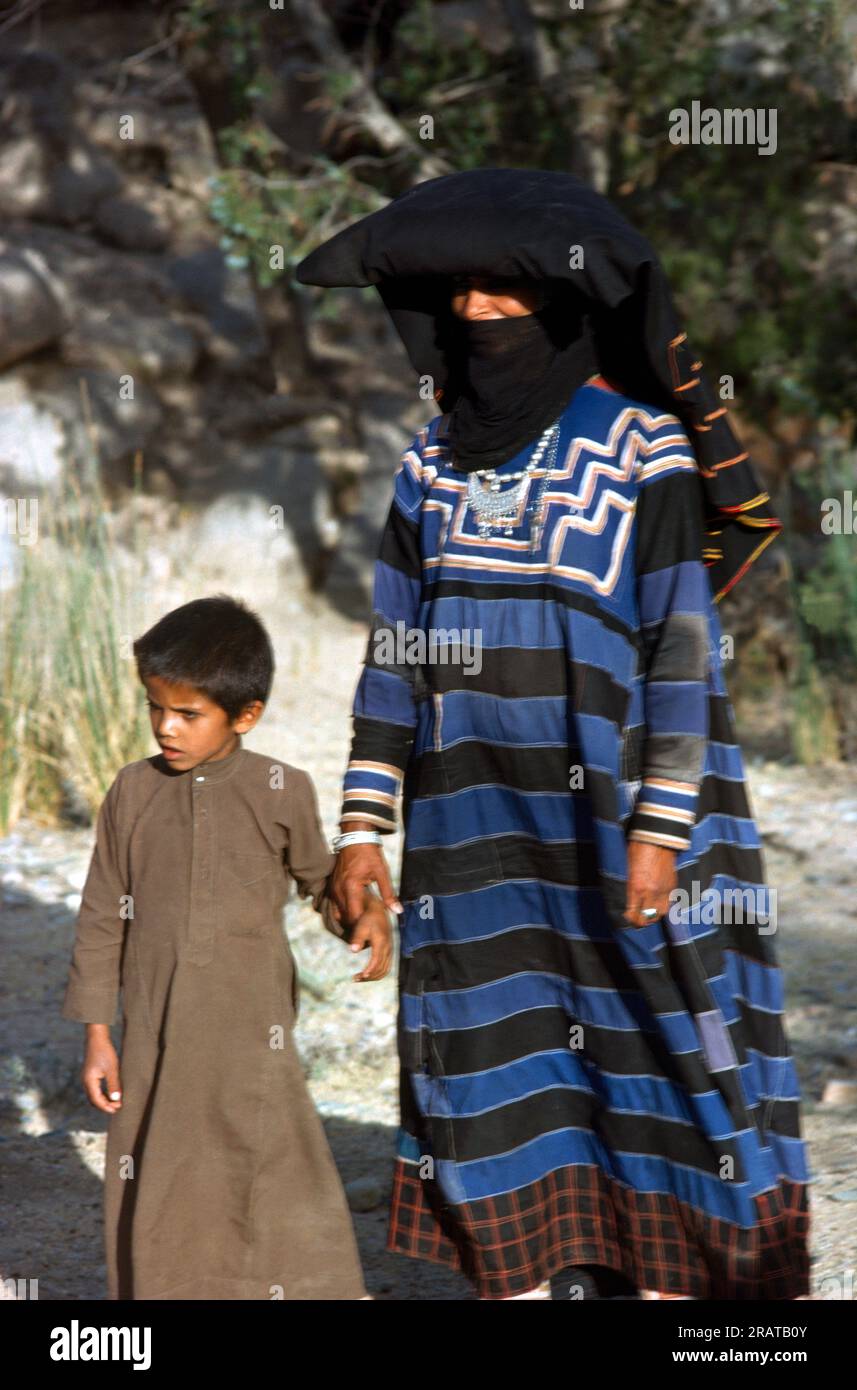 Saudi Arabia Mother in Traditional Dress with Son Taif Region Stock ...