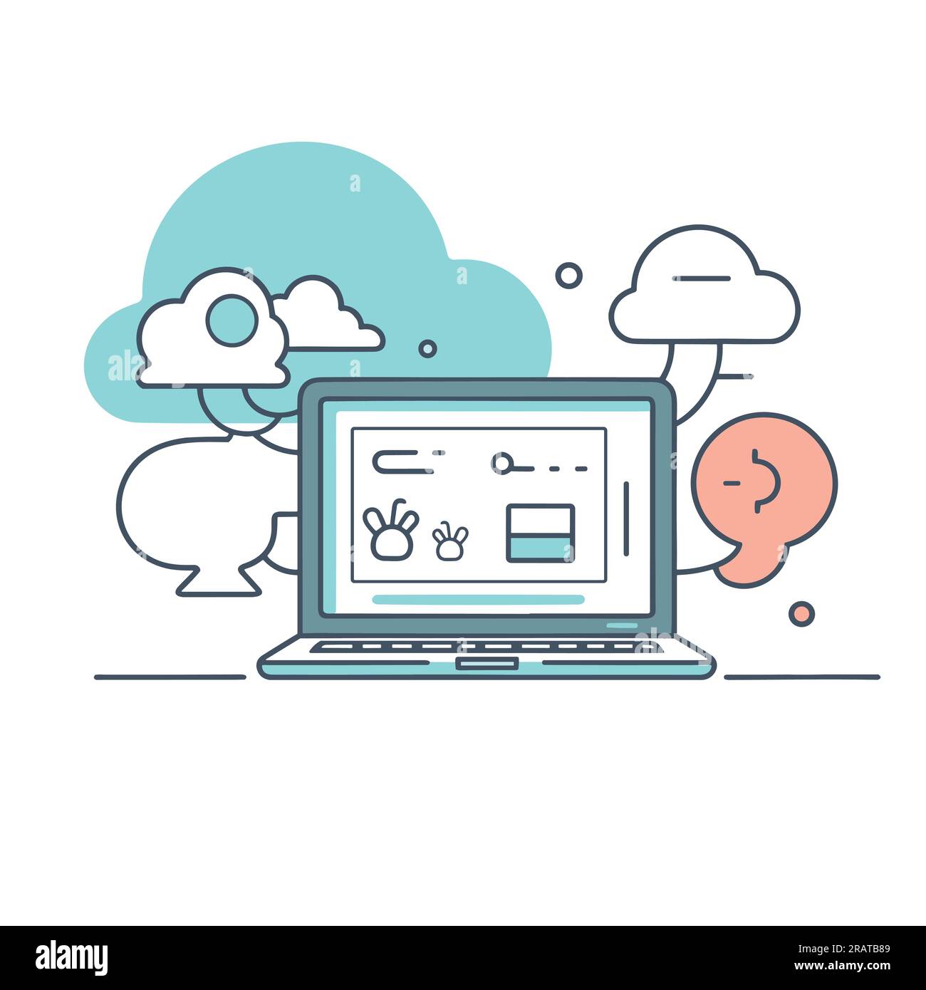 Cloud office laptop composition with pictograms connected Stock Vector Image & Art - Alamy