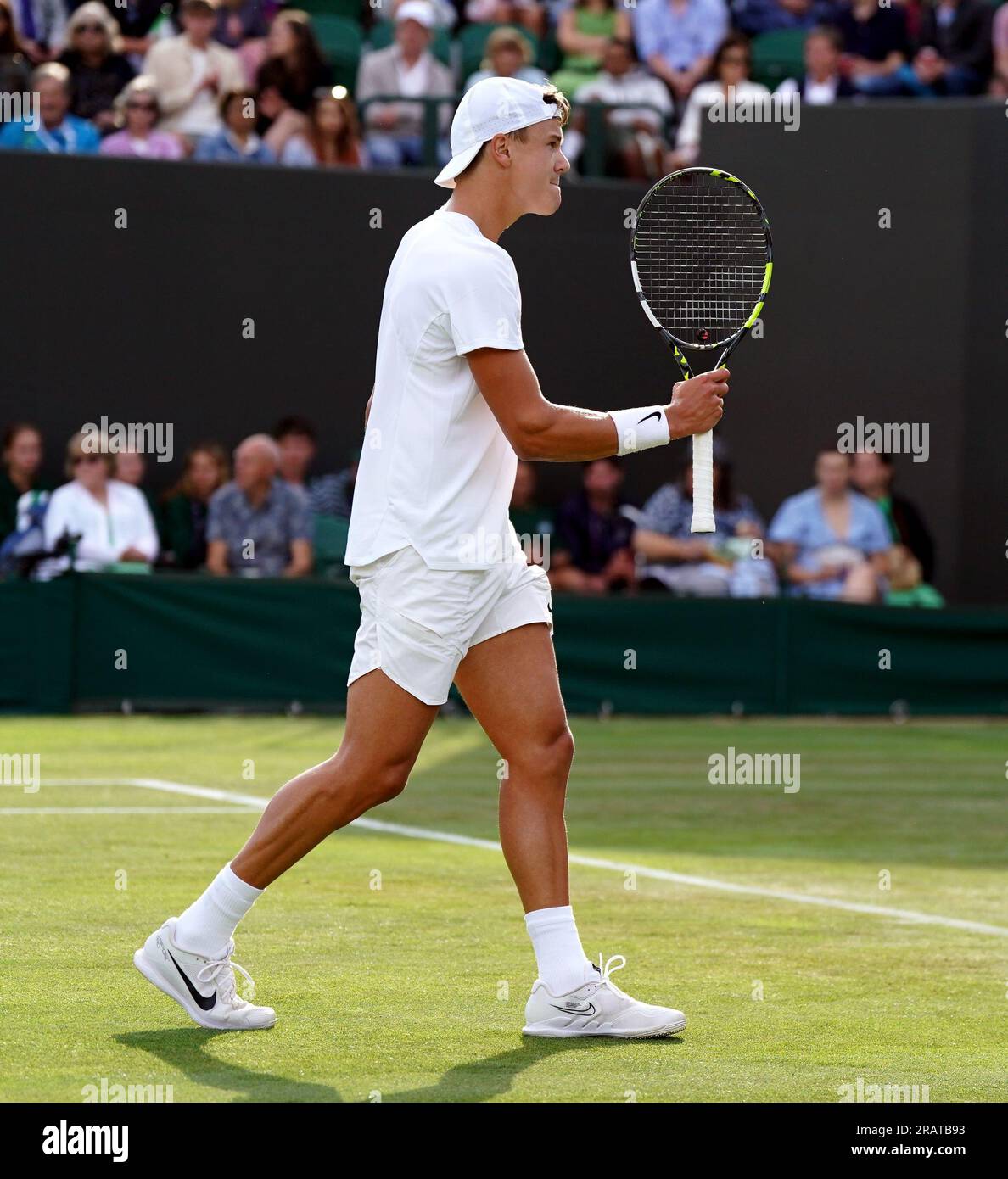 Holger Rune reacts during his match against George Loffhagen (not ...