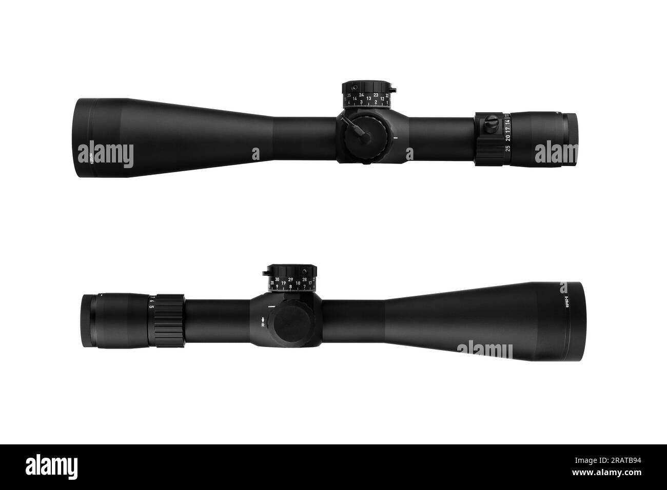 Modern sniper scope on a white background. Optical device for aiming ...