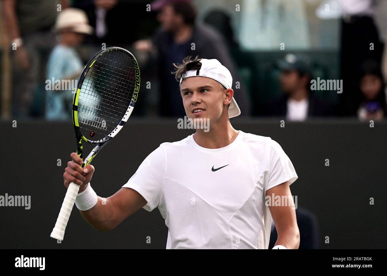Holger Rune celebrates victory over George Loffhagen on day three of ...