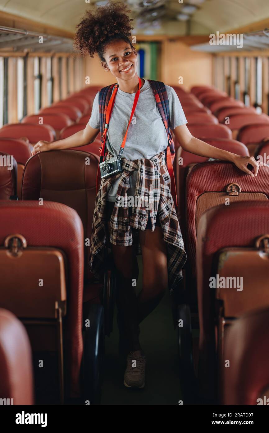 Tourists african american are showing happy expressions while waiting ...