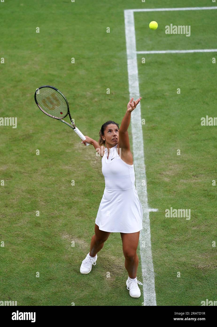 Natalija Stevanovic serves to Karolina Pliskova (not pictured) on day ...