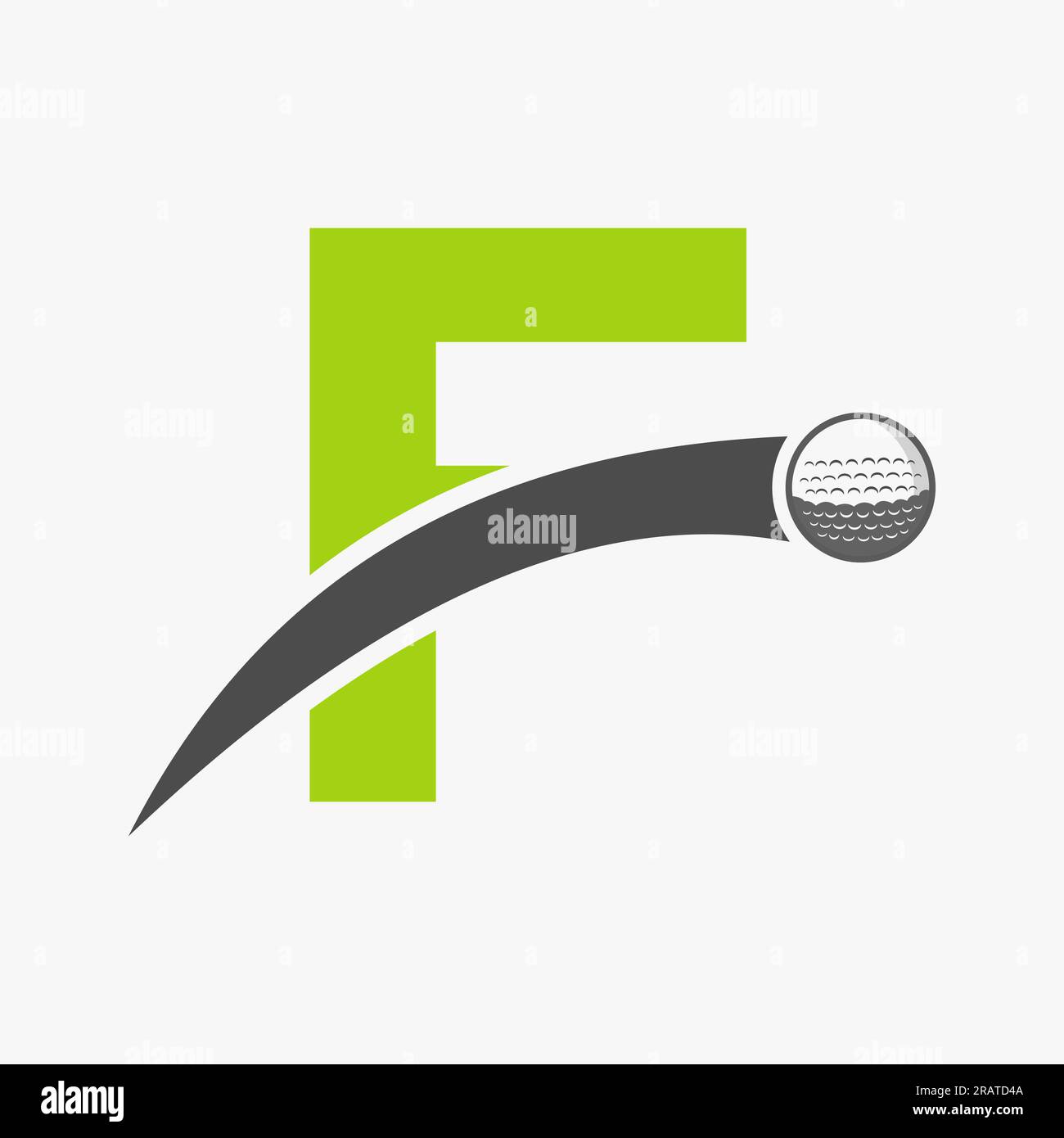 Golf Logo On Letter F Concept With Moving Golf Ball Icon. Hockey Sport ...