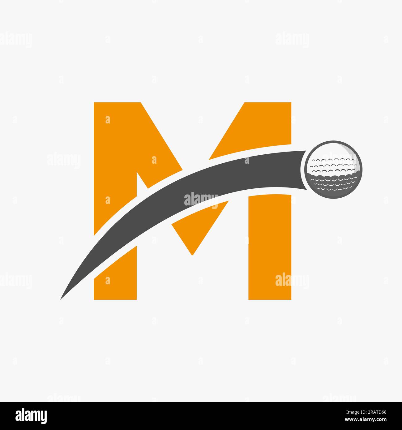 Golf Logo On Letter M Concept With Moving Golf Ball Icon. Hockey Sport ...