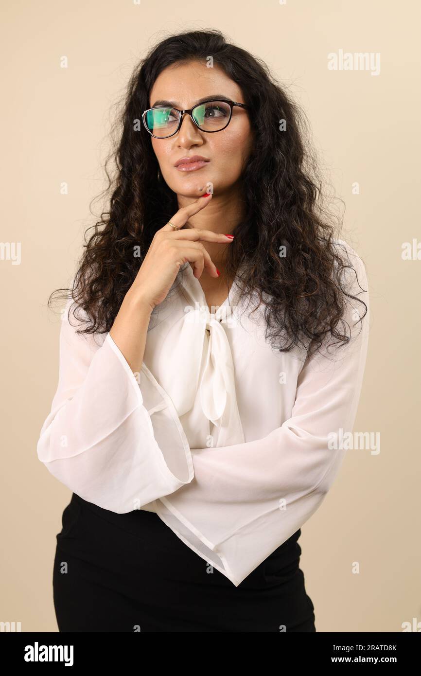 Corporate executive girl in office premise in a very professional ...