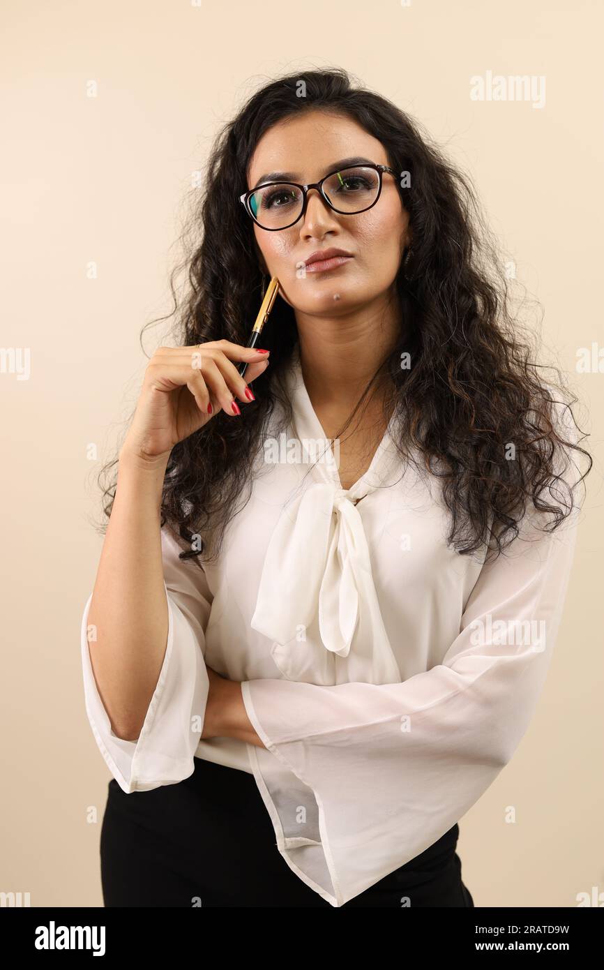 Corporate executive girl in office premise in a very professional ...