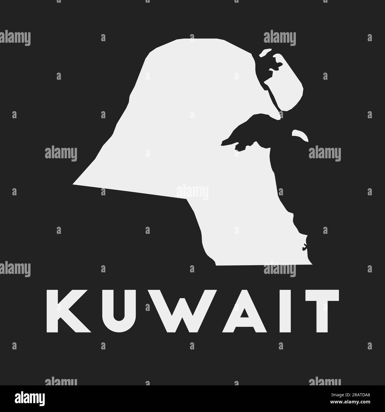 Kuwait Icon Country Map On Dark Background Stylish Kuwait Map With