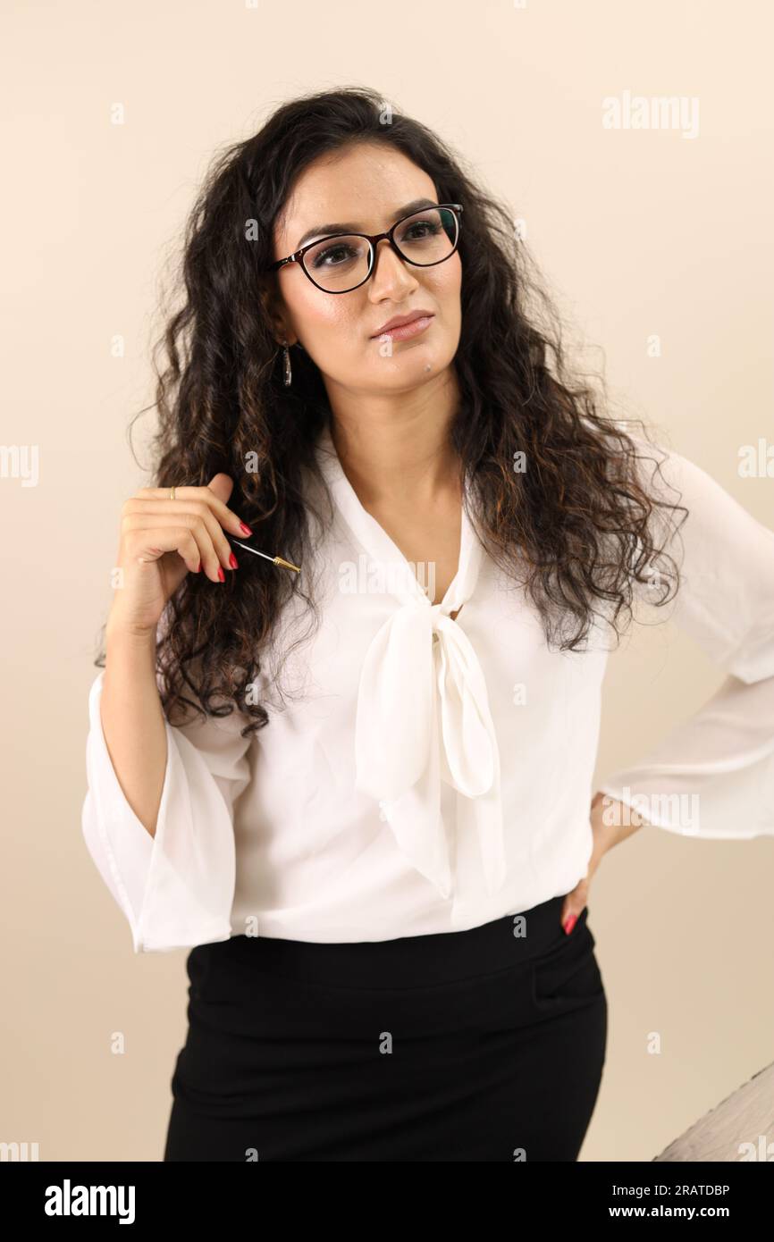 Corporate executive girl in office premise in a very professional ...