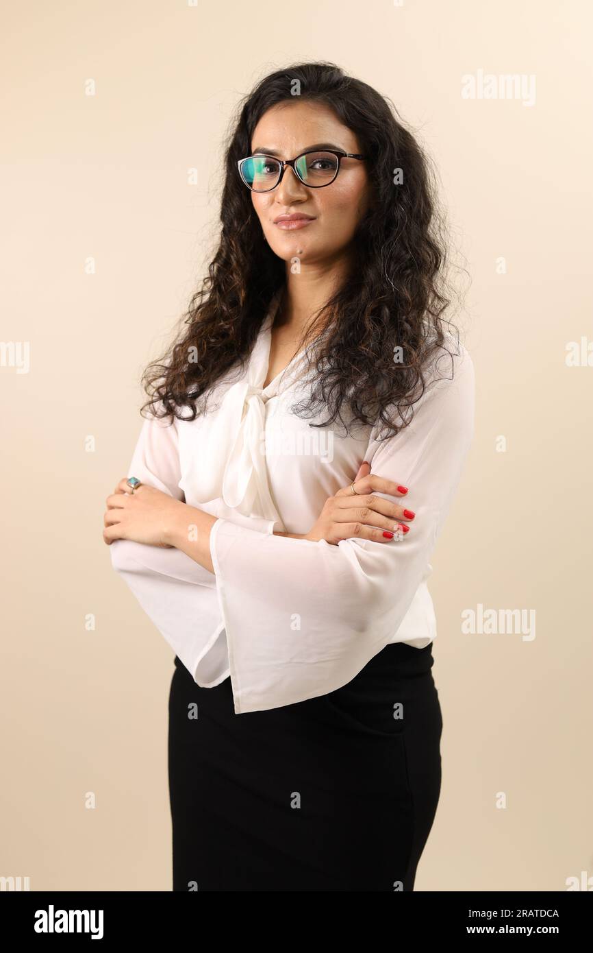 Corporate executive girl in office premise in a very professional ...