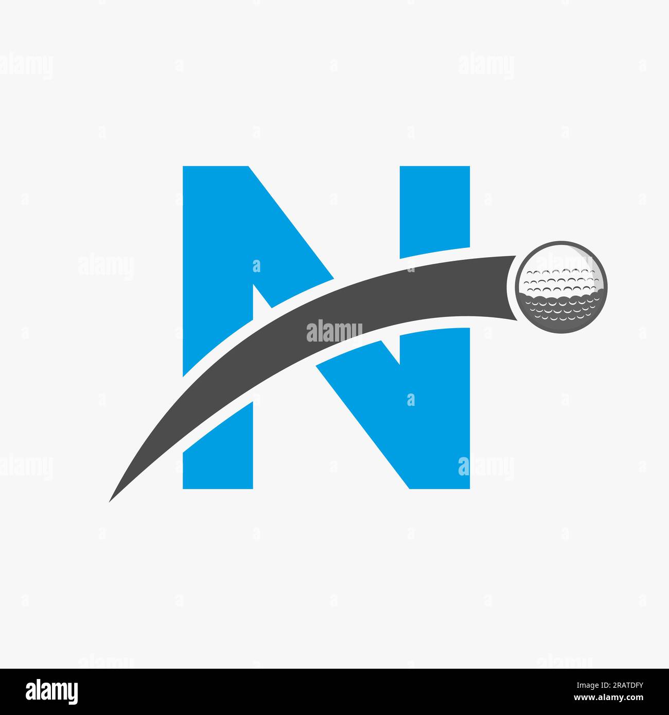 Golf Logo On Letter N Concept With Moving Golf Ball Icon. Hockey Sport ...