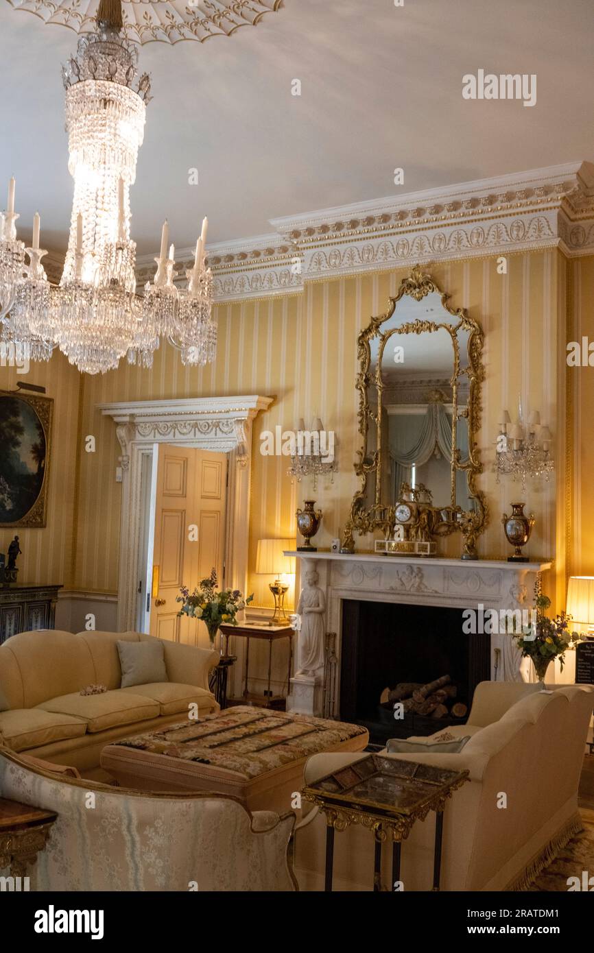 Interior view of the living room at Hinton Ampner house, Hinton Ampner ...