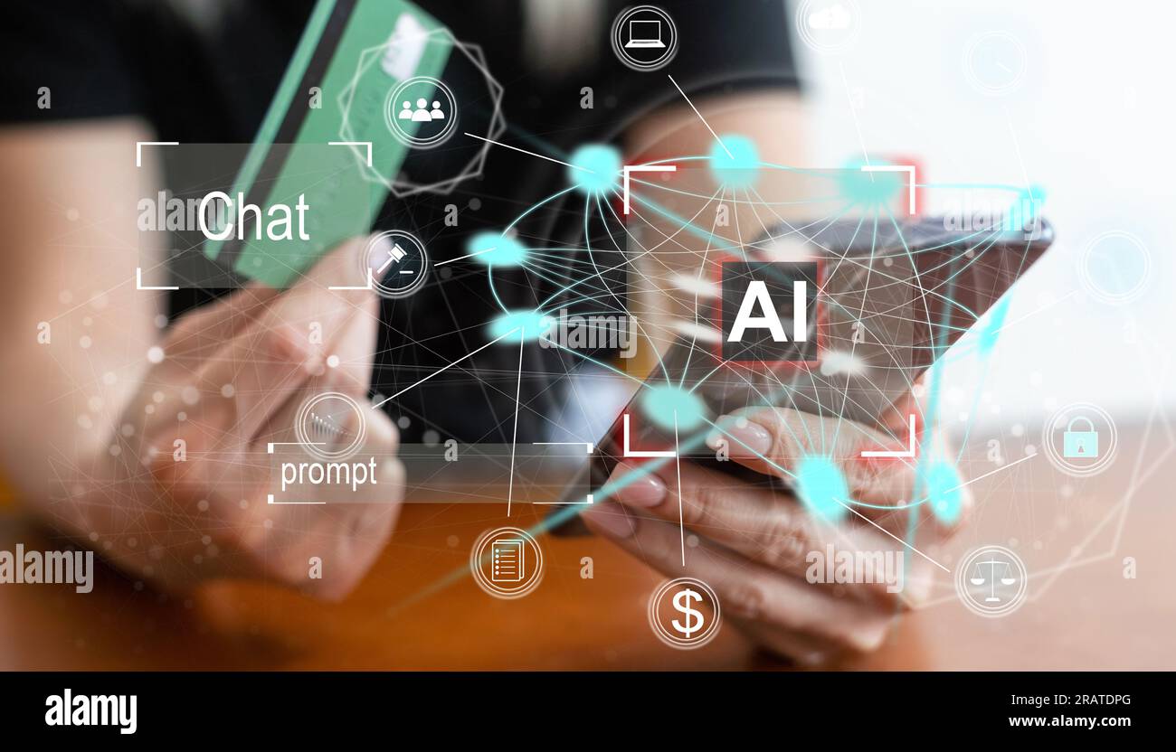 Chat AI concept, People using computer Side view typing on laptop ...