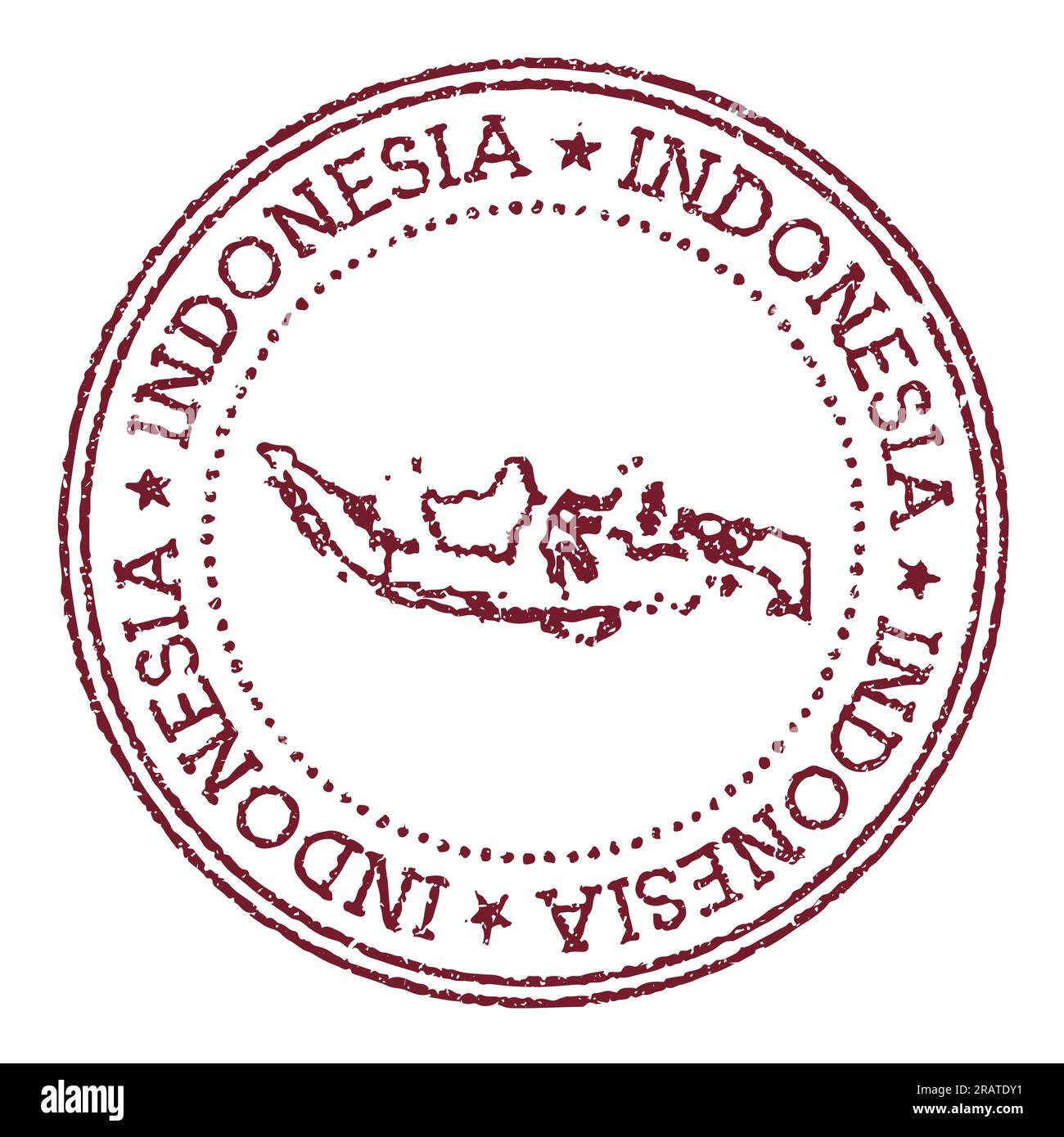 Indonesia round rubber stamp with country map. Vintage red passport ...