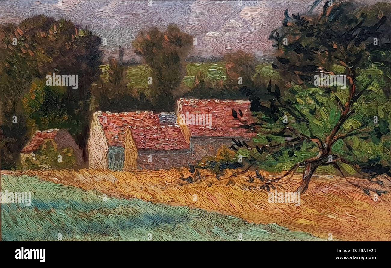 Paysage aux toits rouges by Léo Gausson Stock Photo - Alamy
