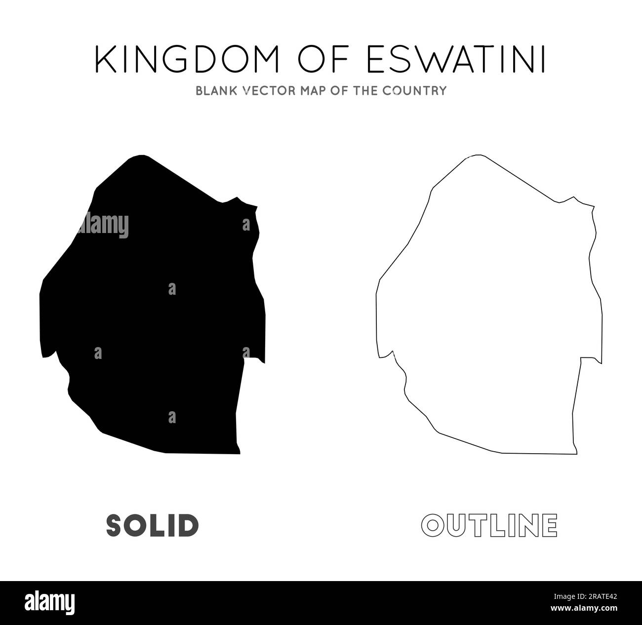 Kingdom of Eswatini. Blank vector map of the country. Borders of ...