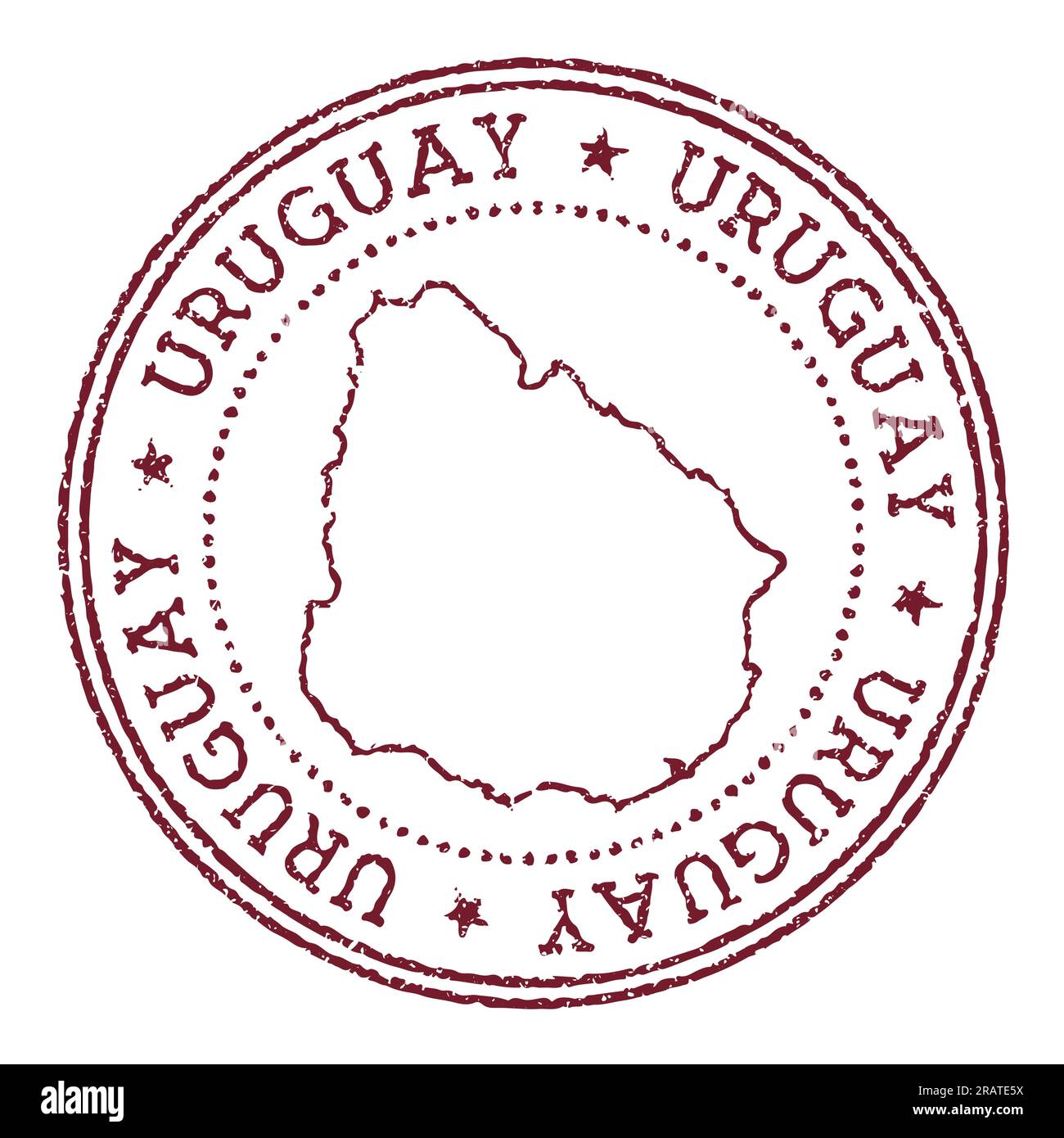 Uruguay round rubber stamp with country map. Vintage red passport stamp ...