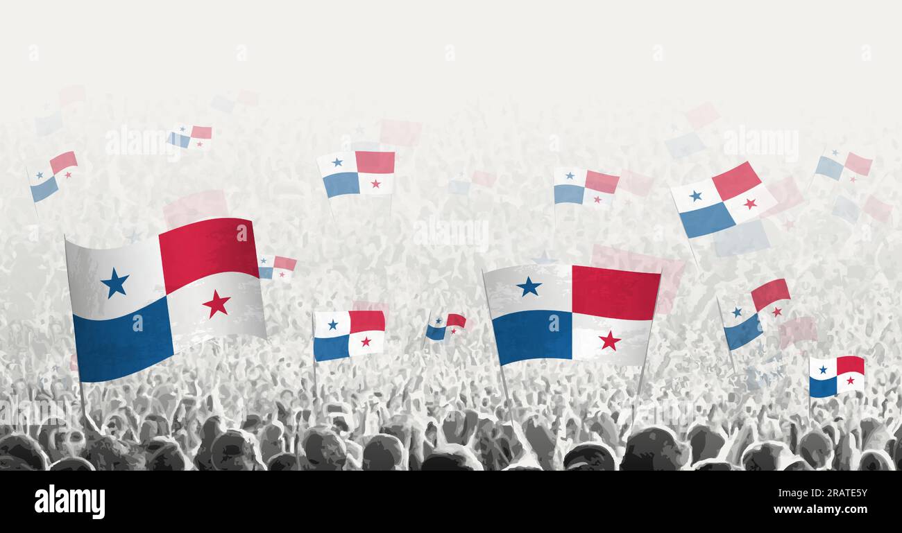 Abstract crowd with flag of Panama. Peoples protest, revolution, strike ...