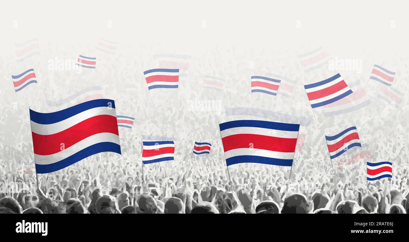 Abstract crowd with flag of Costa Rica. Peoples protest, revolution ...