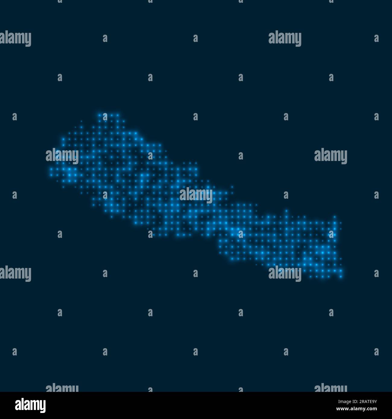 Nepal dotted glowing map. Shape of the country with blue bright bulbs ...