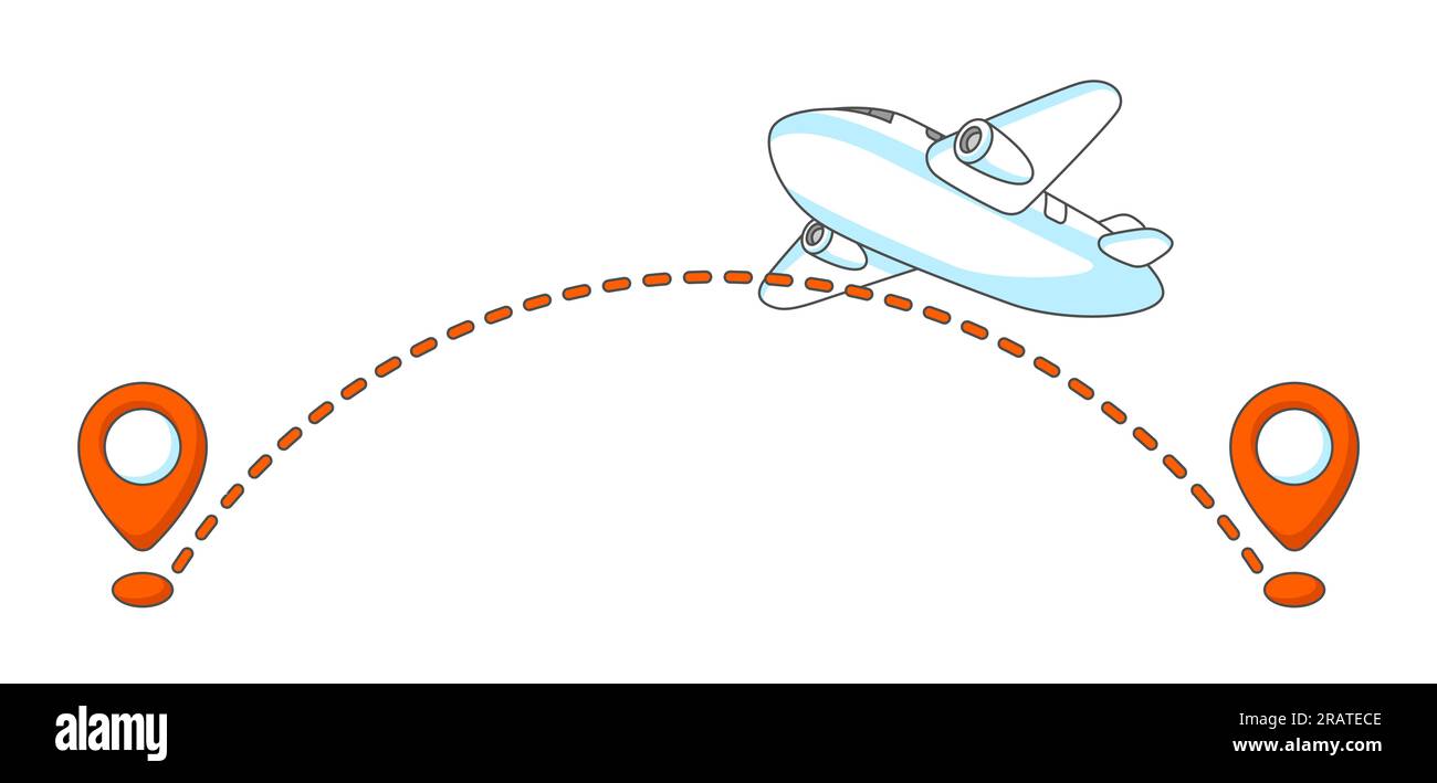 Flying distance airplane. Travel illustration and tourism background ...