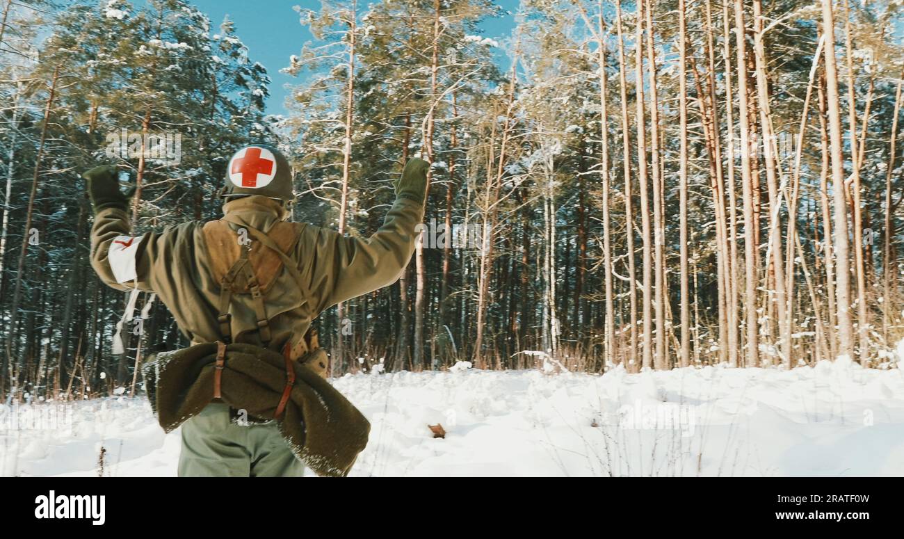 4K Re-enactor Dressed As American Soldier Medic Of USA Infantry Of ...