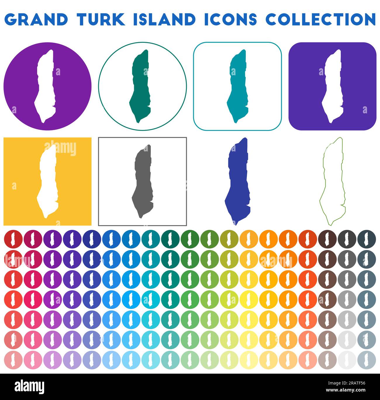 Grand Turk Island icons collection. Bright colorful trendy map icons ...