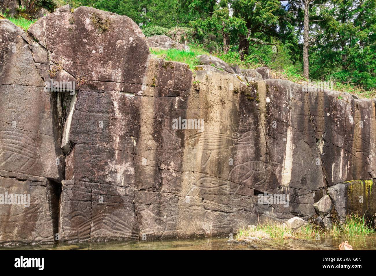 A fading Indigenous petroglyph is seen at Sproat Lake, B.C., on ...