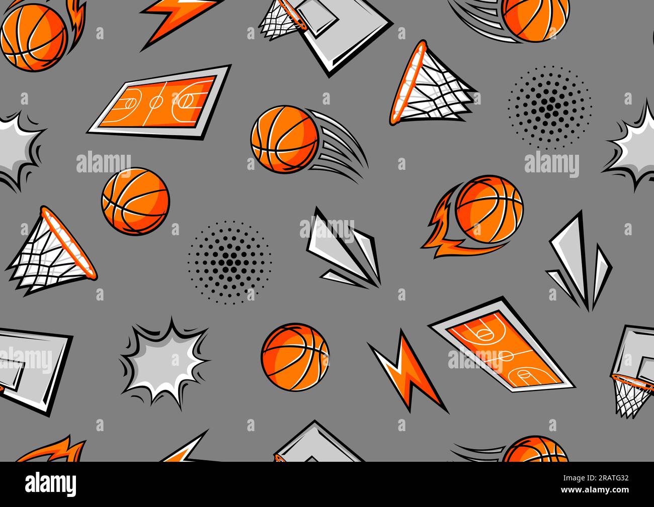 Pattern with basketball items. Sport club illustration Stock Vector ...